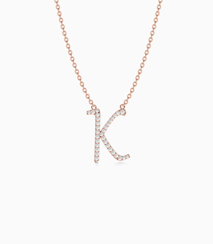 Initial K Necklace In Gold And Diamonds | Varudai Jewelry