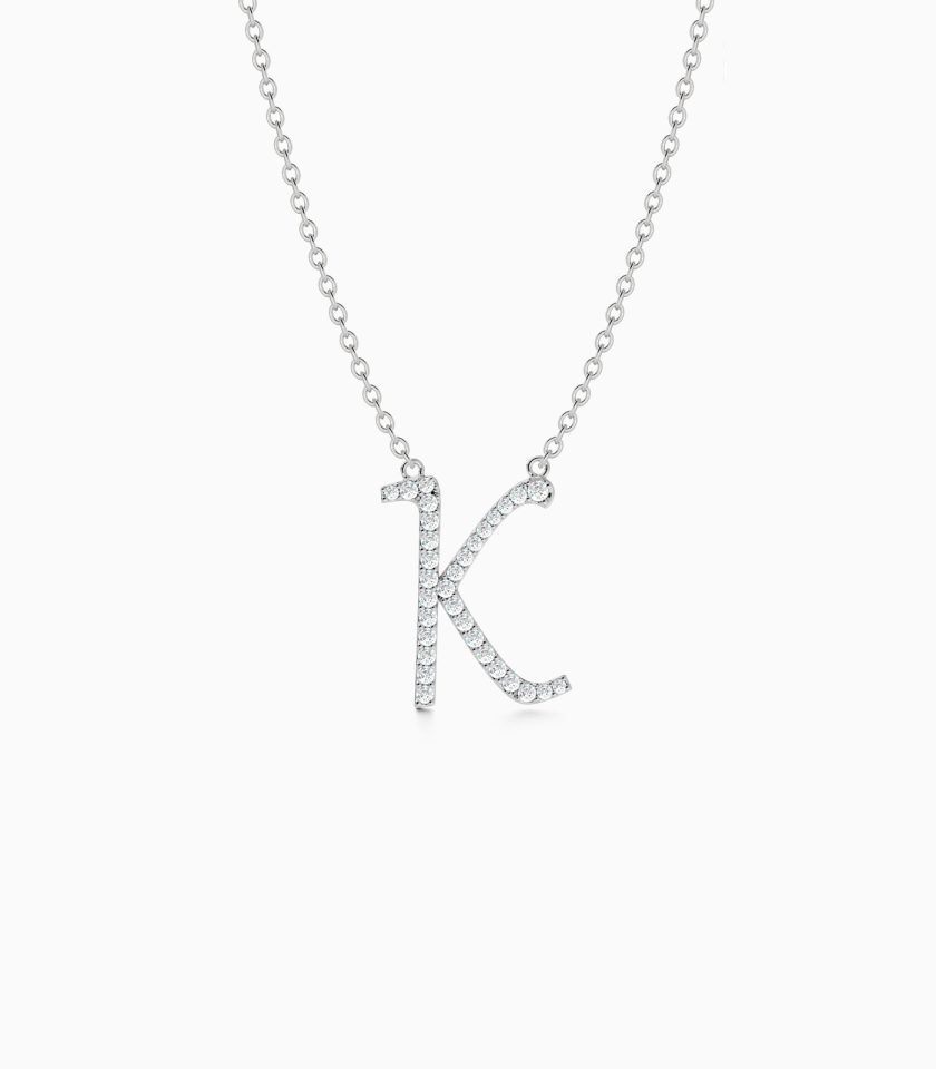 Initial K Necklace In Gold And Diamonds | Varudai Jewelry