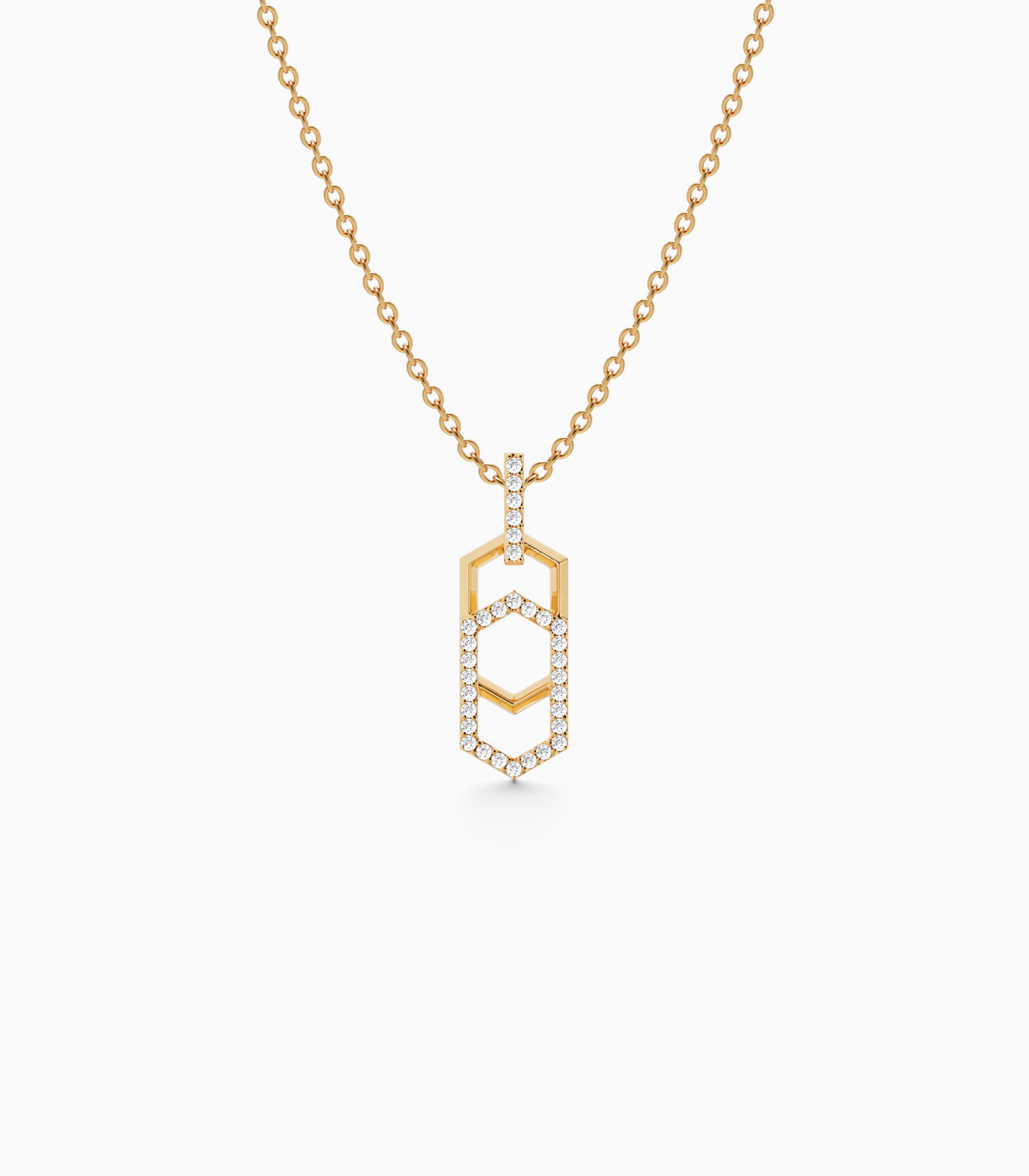 Gold & Diamond Hexagon Pendant | Varudai Jewelry