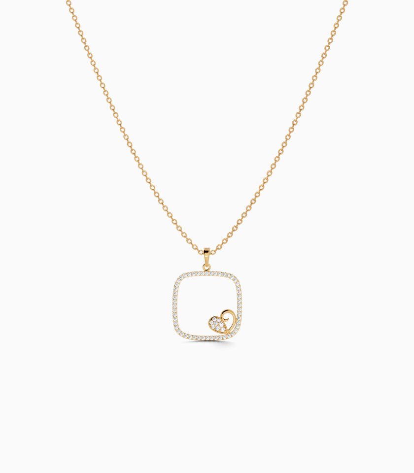 Diamond Heart Square Pendant | Varudai Jewelry
