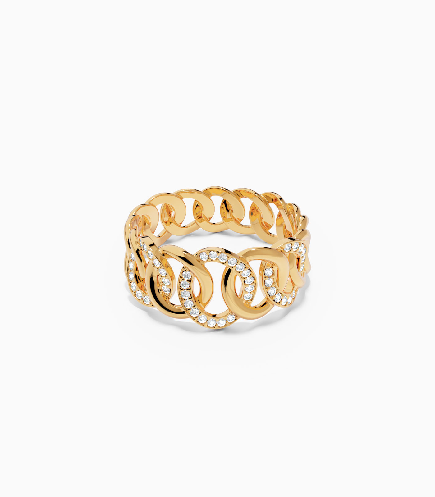 Interlocking Chain Link Ring In Gold & Diamonds | Varudai Jewelry