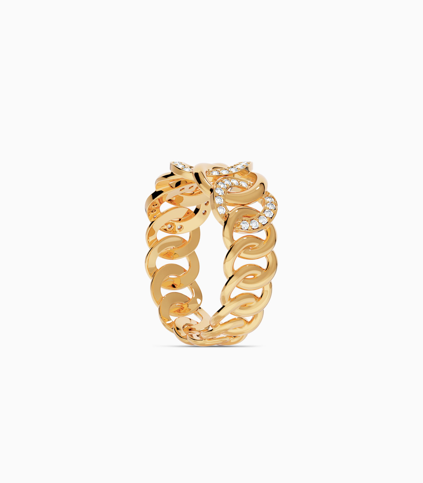 Interlocking Chain Link Ring In Gold & Diamonds | Varudai Jewelry