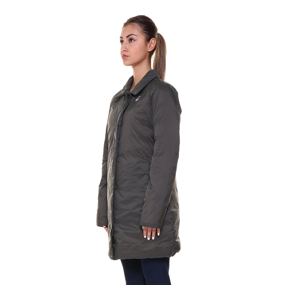 Giacca K-way donna imbottito THERMO AIR verde militare lunga - K-Way ... Giacca K-way donna imbottito THERMO AIR verde militare lunga - K-Way ...
