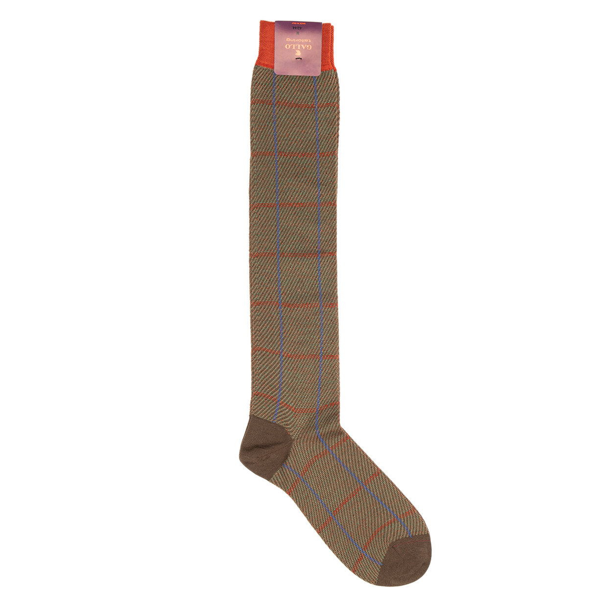 Calze lunghe uomo in lana fantasia tartan verde militare - Gallo Calze lunghe uomo in lana fantasia tartan verde militare - Gallo