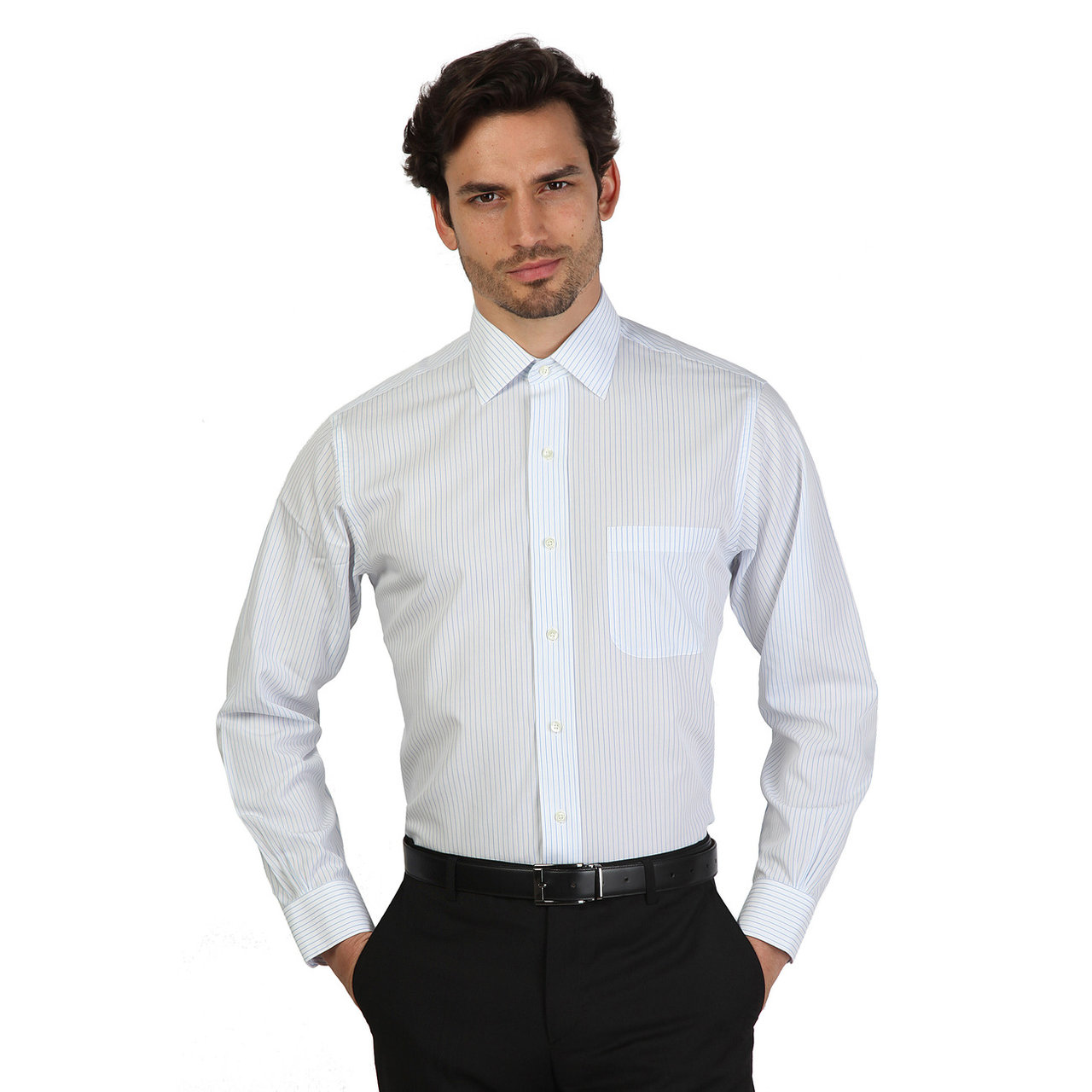 Camicia slim fit collo italiano, celeste - Brooks Brothers Abbigliamento