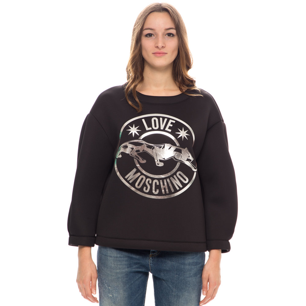 Felpa con stampa, nero - Love Moschino Donna Felpa con stampa, nero - Love Moschino Donna