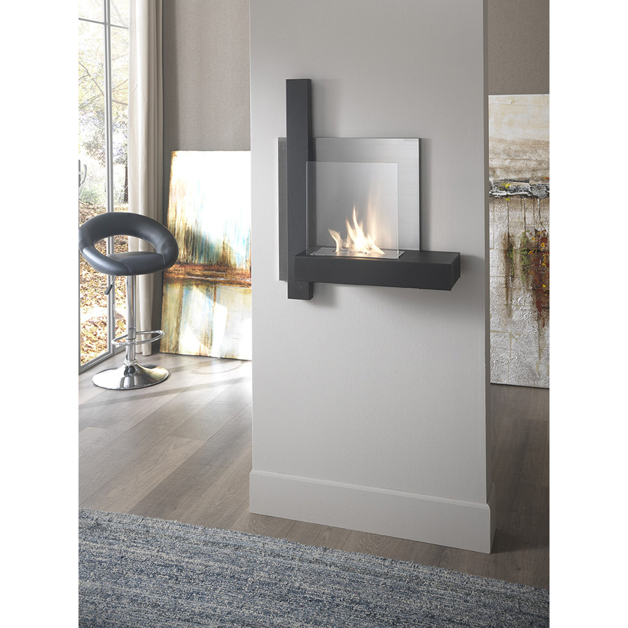 Camini Design Twist caminetti Caminetto da muro in metallo con ...