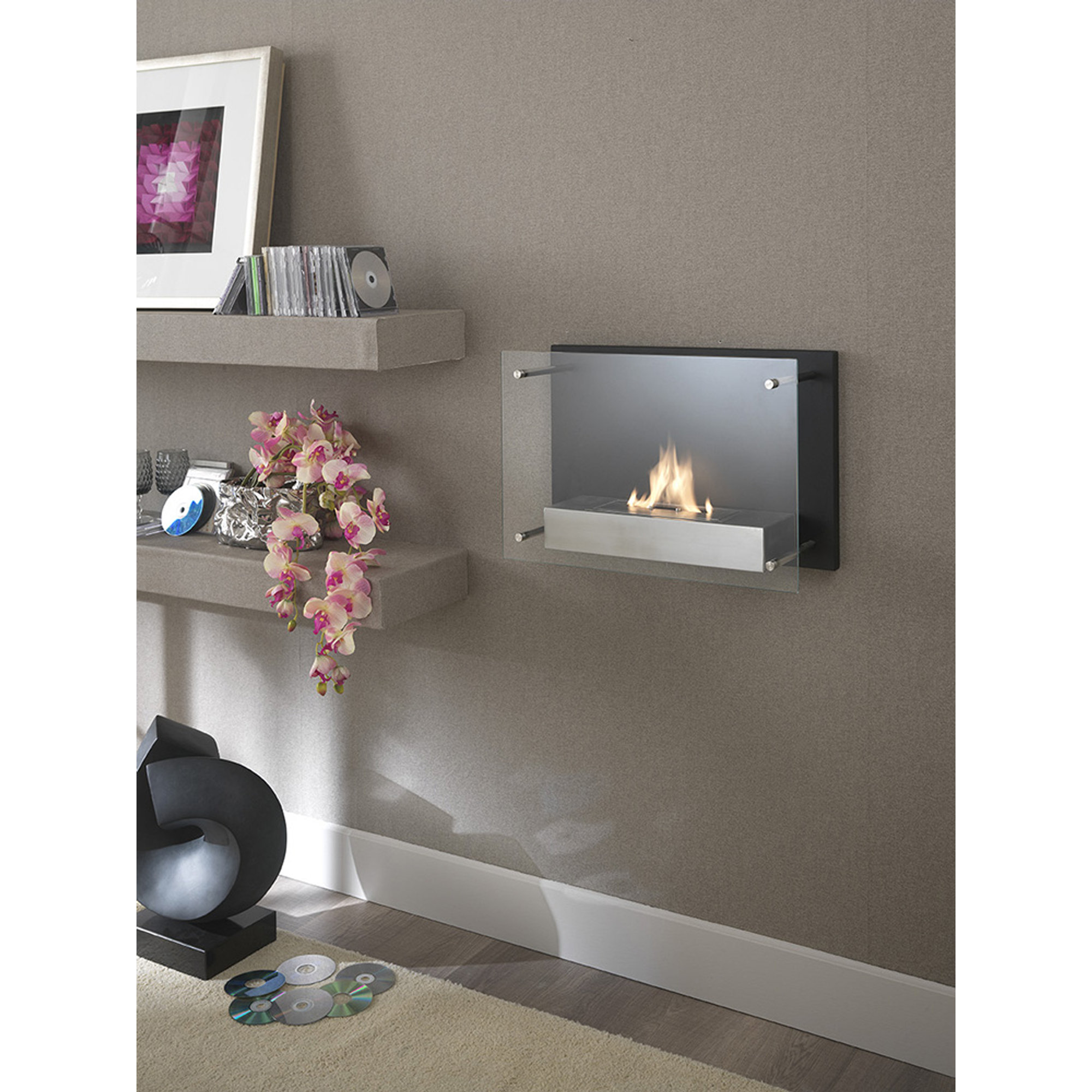 Camini Design Twist caminetti Caminetto da muro in metallo e acciaio di ...