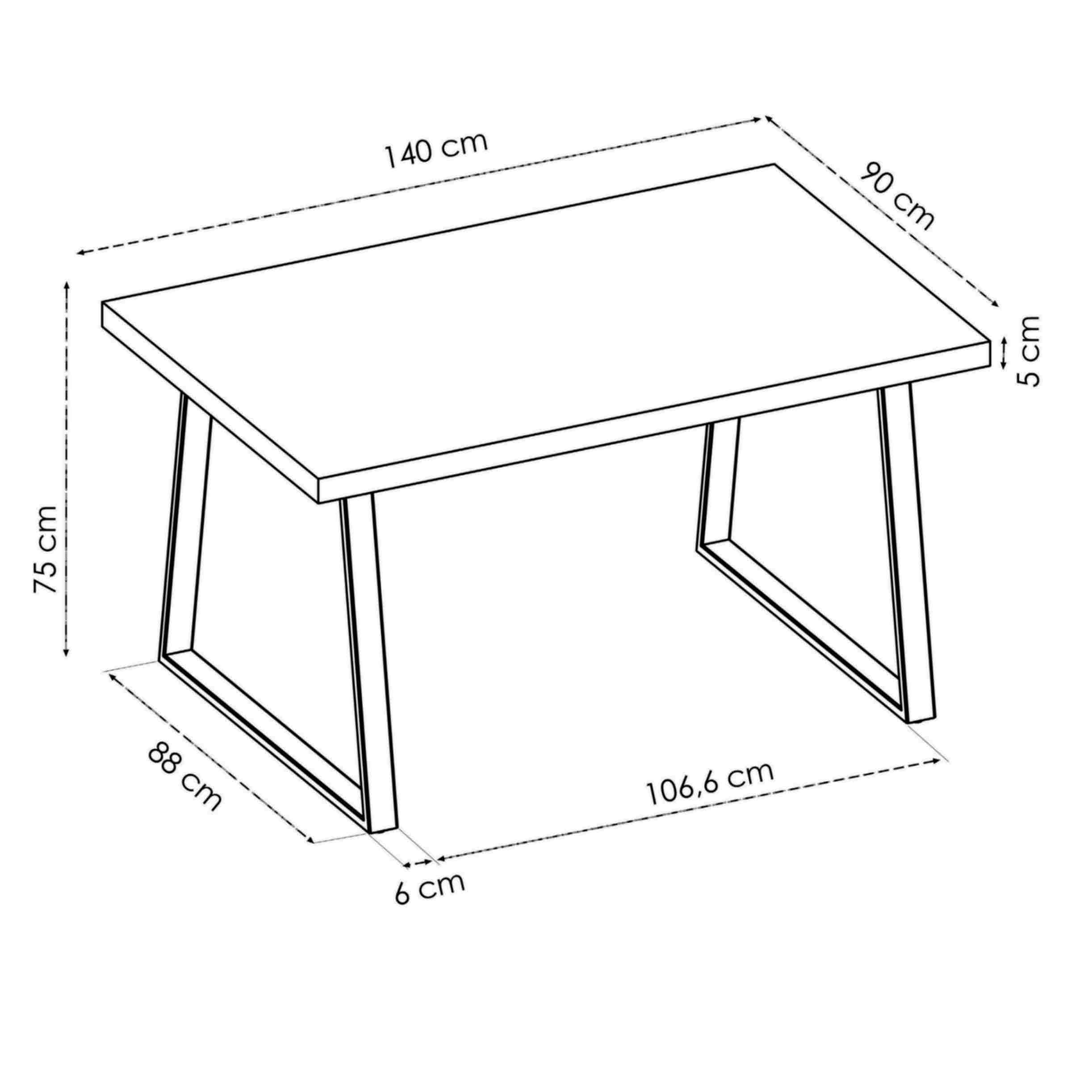 Mesa rectangular fija Aran Dekit acabado nordic - KitMuebles.com