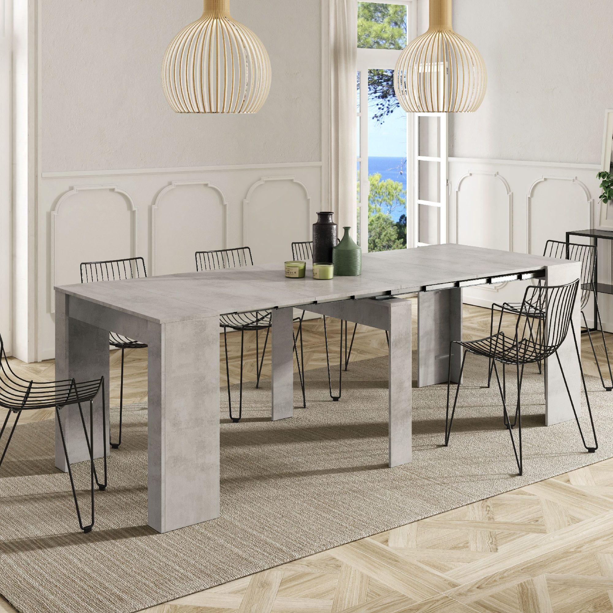 Mesa multifunción extensible acabado cemento - KitMuebles.com