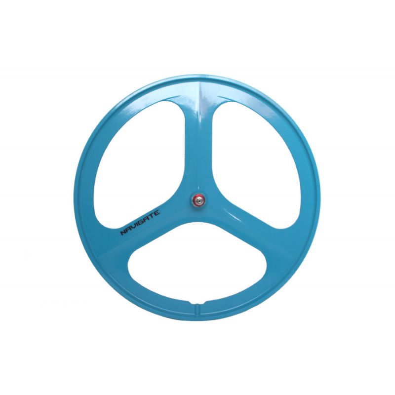 Navigate Tri Spoke Front Fixie Wheel Blue