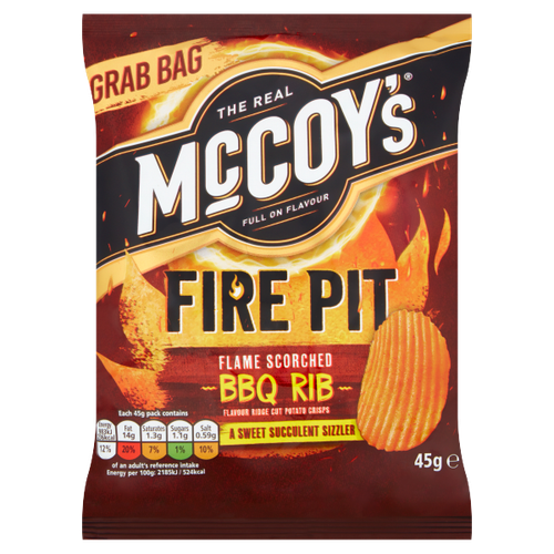 McCoy's Fire Pit Flame Scorched BBQ Rib Crisps 45g - We Get Any Stock