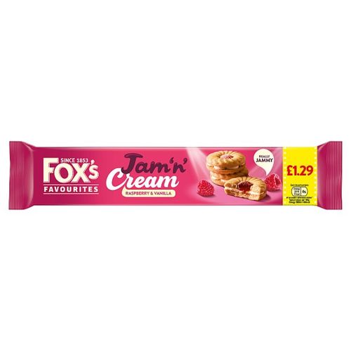 Fox's Favourites Jam 'n' Cream Raspberry & Vanilla Pm £1.29 150g - We ...