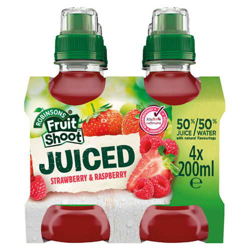 Fruit Shoot Juiced Strawberry & Raspberry Fruit Juice Drink 4 x 200ml ...