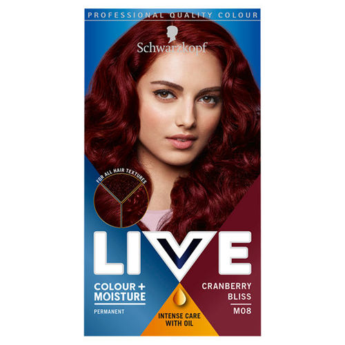 Schwarzkopf Live Colour + Moisture Red Hair Dye Cranberry Bliss MO8 ...