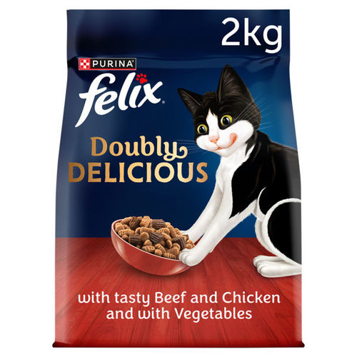 Felix Doubly Delicious Beef Chicken & Vegetables Dry Cat Food 2kg - We ...