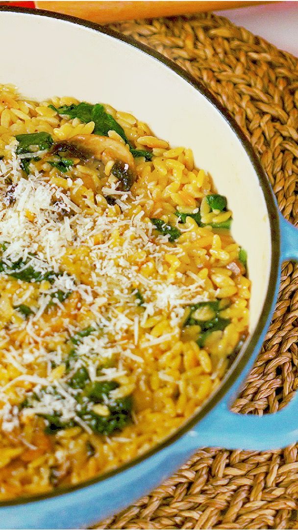 Creamy Mushroom and Spinach Orzo - Goody Kitchen | Simple and Easy Recipes