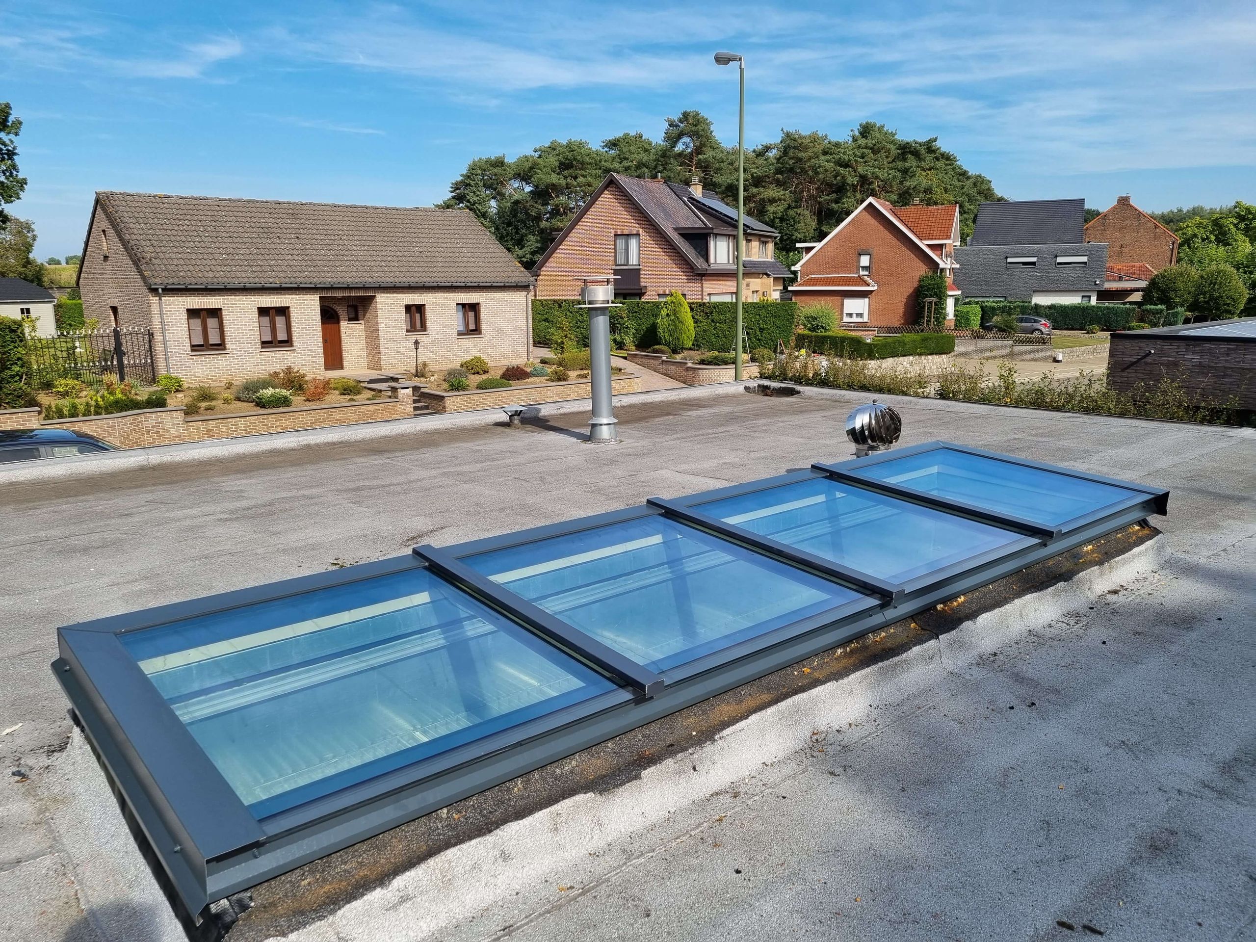 Lichtstraat vlak 4000 x 1500mm HR veiligheidsglas · Winters Lichtstraten