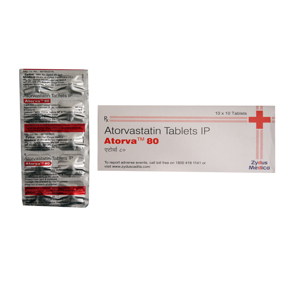 Buy Atorva 80mg 10 Tablets Online at Best Prices | Wellness Forever