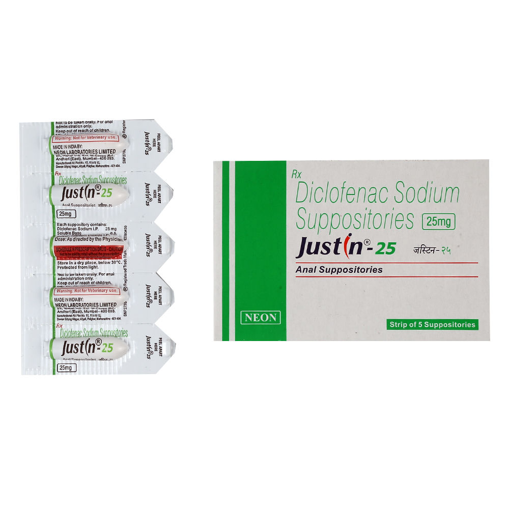 Buy Justin 25mg Suppositories 5Pcs Online at Best Prices | Wellness Forever