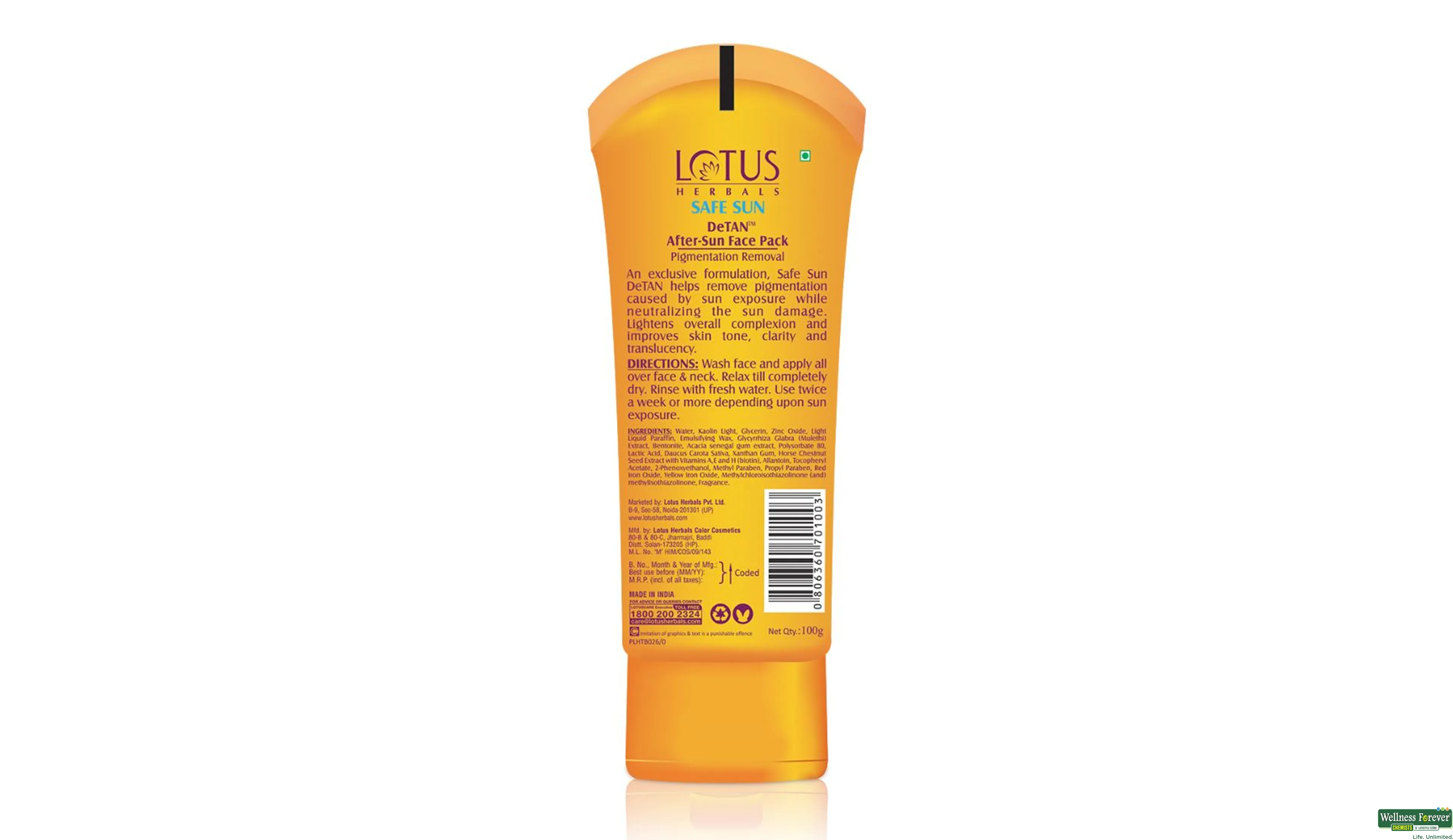 Buy Lotus Herbals Safe Sun Detan After Sun Face Pack 100 G Online At