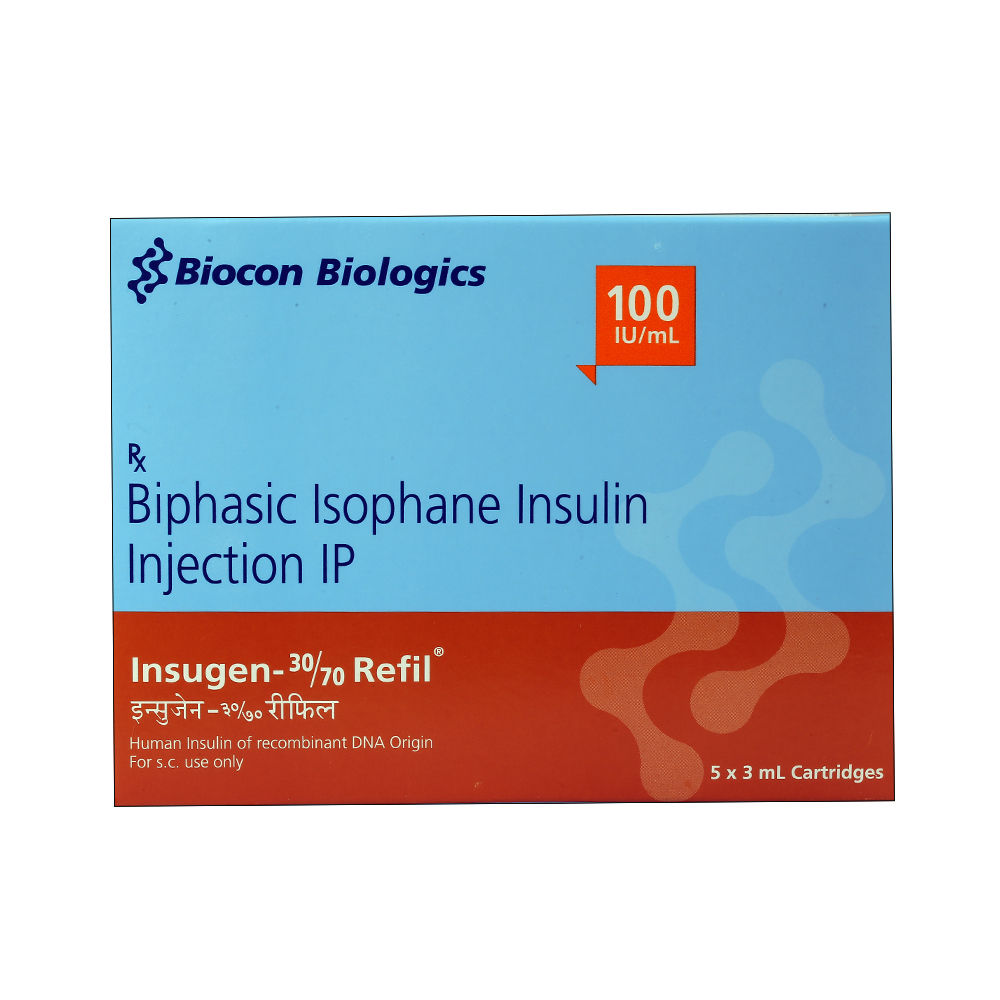 Buy Insugen 30/70 Cartridge 100IU 5x3 ml Online at Best Prices ...