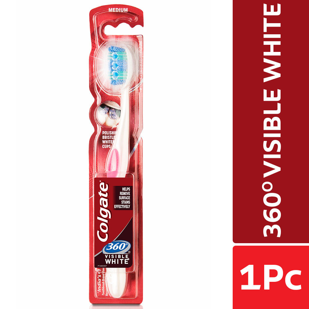 Buy Colgate 360 Visible White Medium Bristle Toothbrush, 1 pc Online at ...