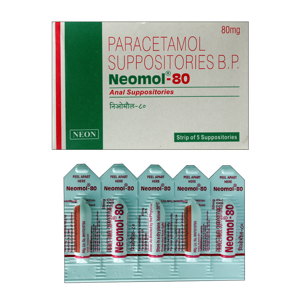 Buy Neomol 80mg Suppositories 5 pcs Online at Best Prices | Wellness ...