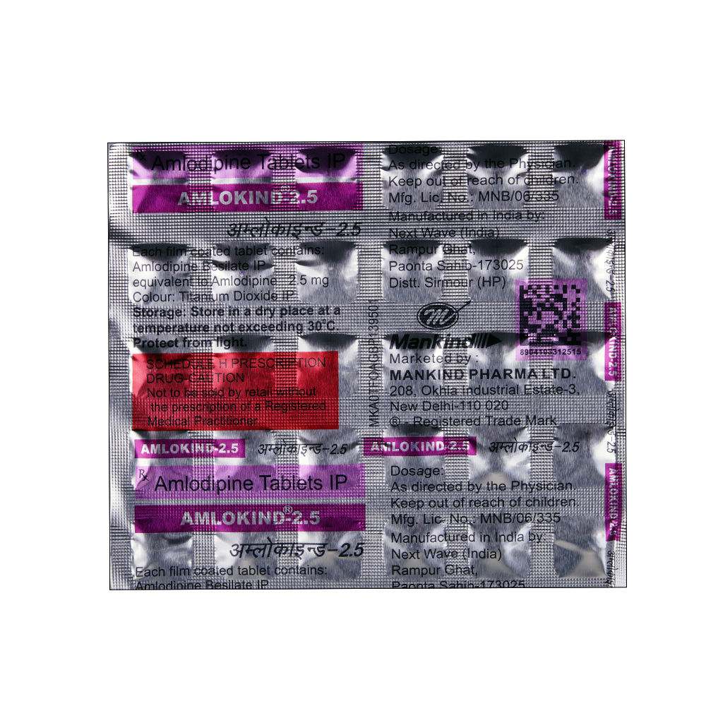 Buy Amlokind 2.5mg 30 Tablets Online at Best Prices | Wellness Forever