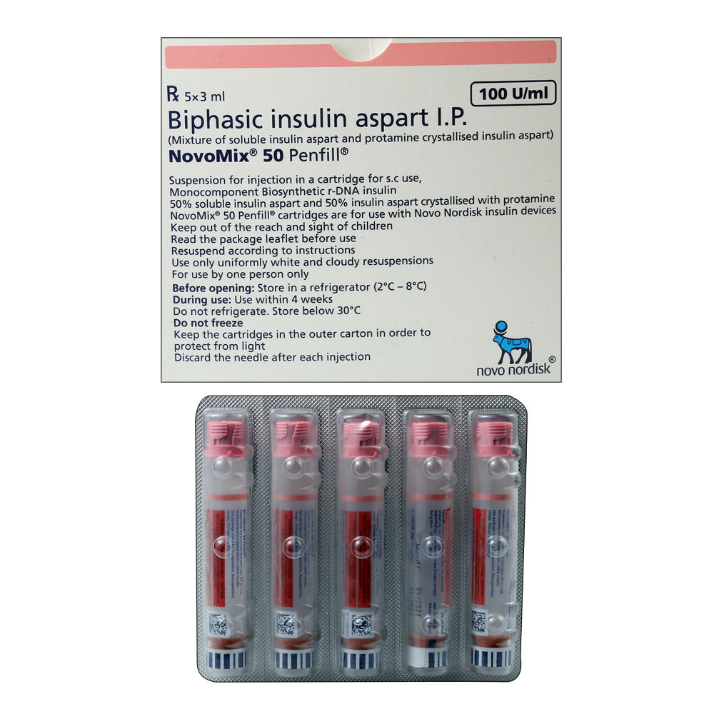 Buy Novomix 50 Penfill 5x3 ml Online at Best Prices | Wellness Forever