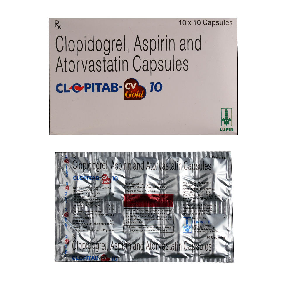 Buy Clopitab-CV Gold 10mg 10 Capsules Online at Best Prices | Wellness ...