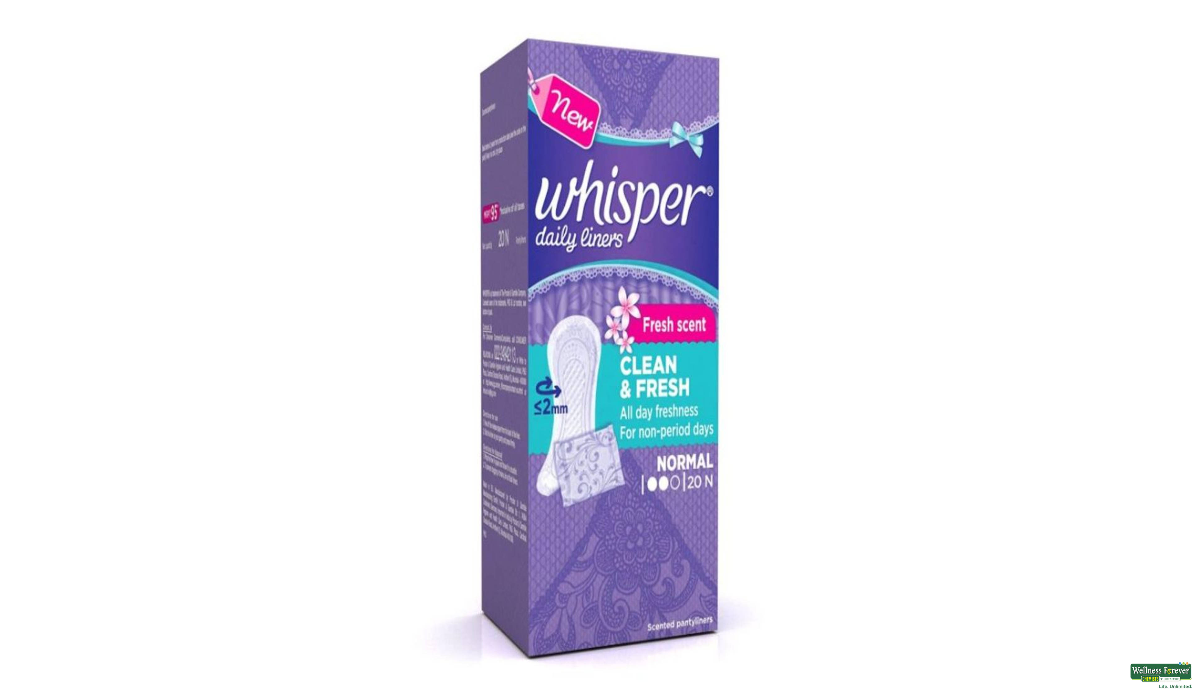 Buy Whisper Clean And Fresh Pantyliners 20 pads Online at Best Prices Wellness Forever