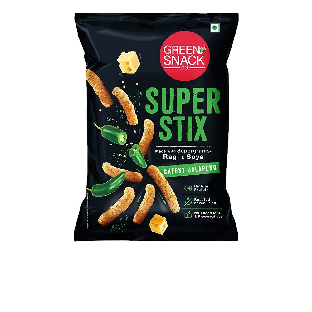 Buy The Green Snack Co. Cheesy Jalapeno 6 Grain Stix, 85 g Online at ...