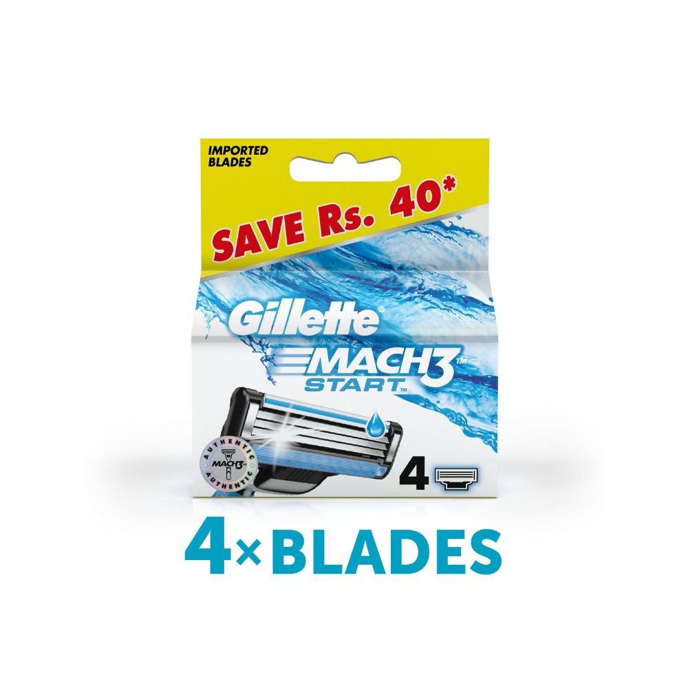 Buy Gillette Mach 3 Start Shaving Blades, 4 Cartridges Online at Best ...
