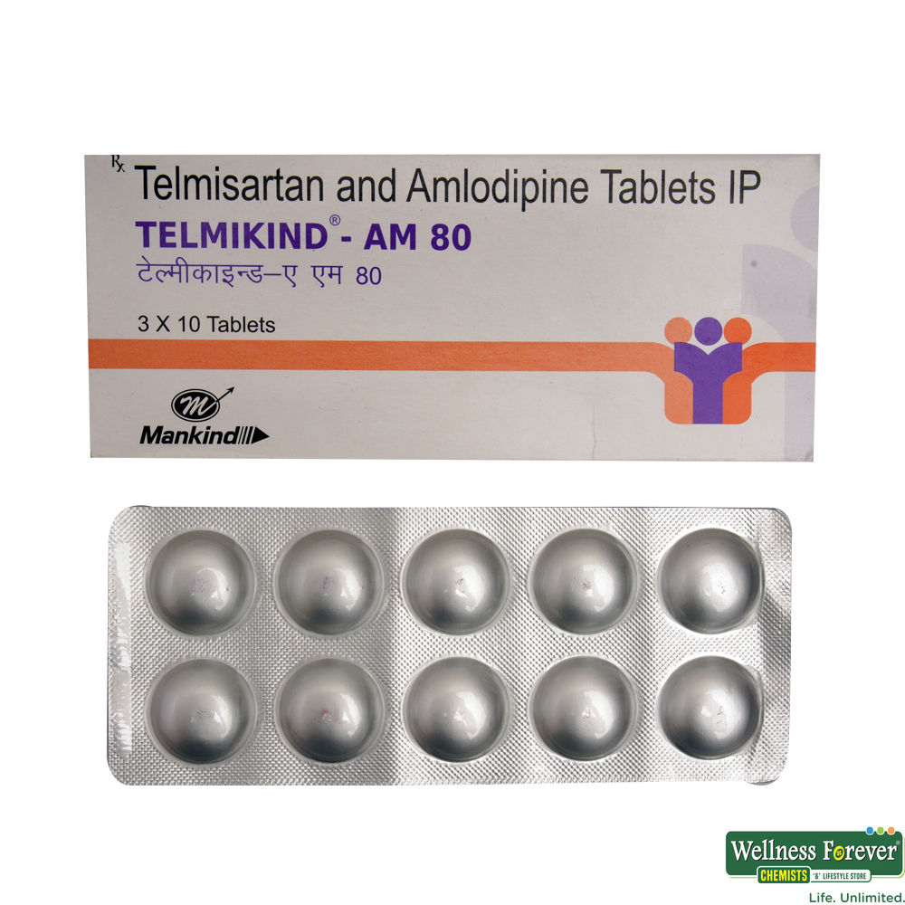 Buy Telmikind-AM 80mg 10 Tablets Online at Best Prices | Wellness Forever