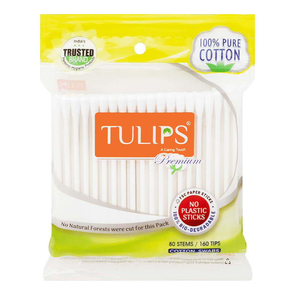 Buy Tulips Premium Cotton Ear Buds, Refill, 80 Pieces Online at Best ...