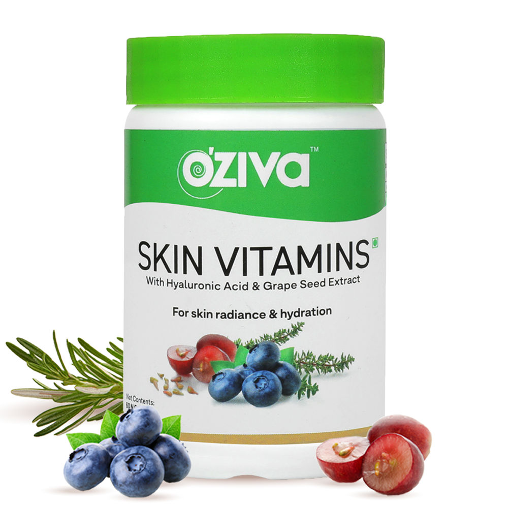 Buy OZiva Skin Vitamins With Hyaluronic Acid and Grape Seed Extract, 60 ...