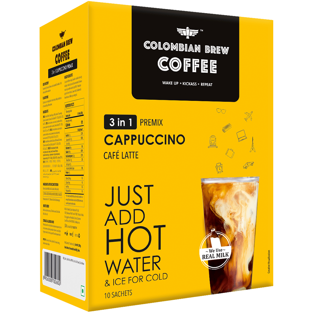 Buy Colombian Brew Coffee 3In1 Cappuccino Coffee Premix, 10 pcs Online ...