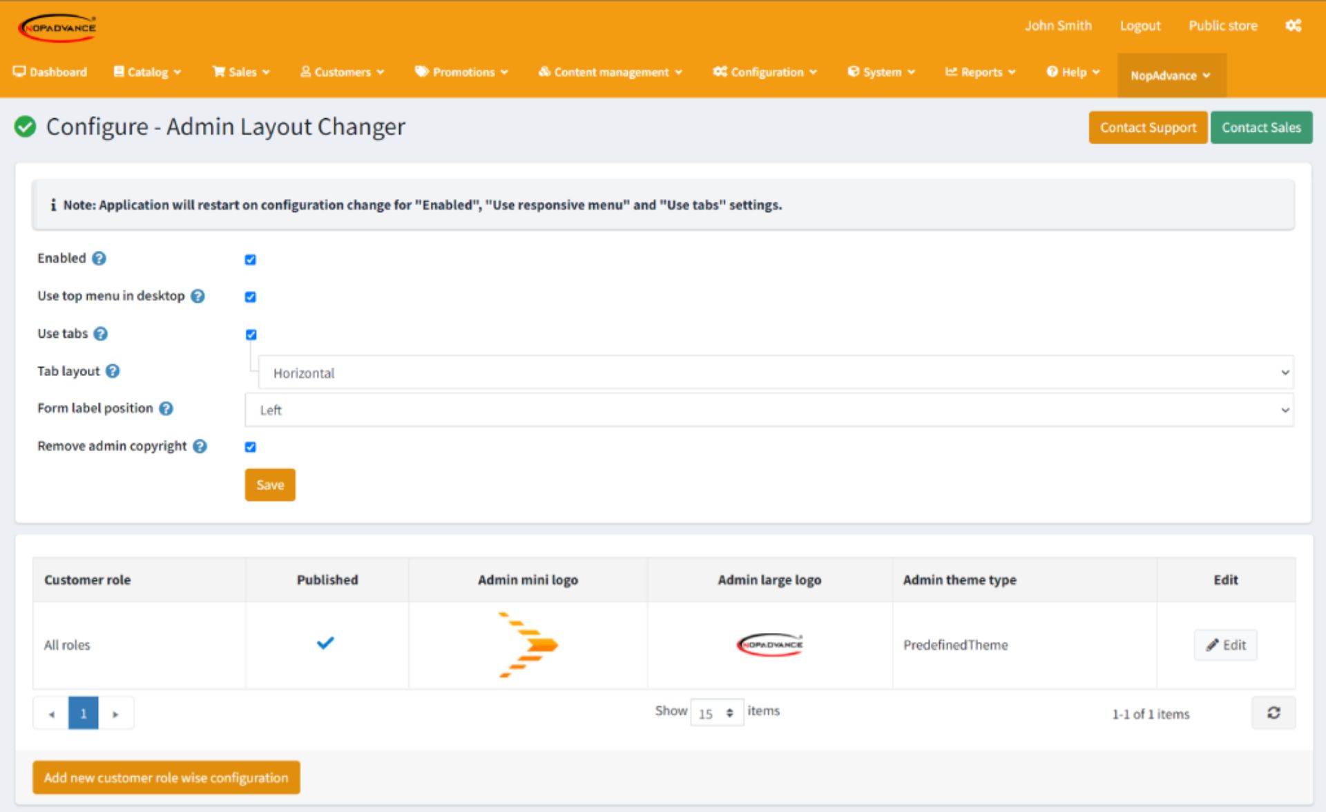 Admin Layout Changer Plugin For NopCommerce | NopAdvance