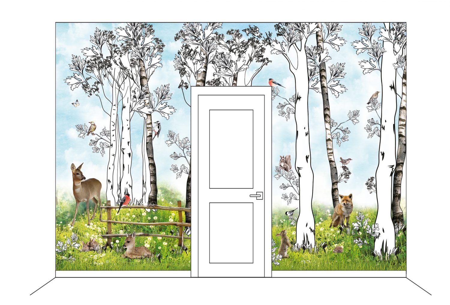 Behang Dieren in het bos - Stories on the Wall