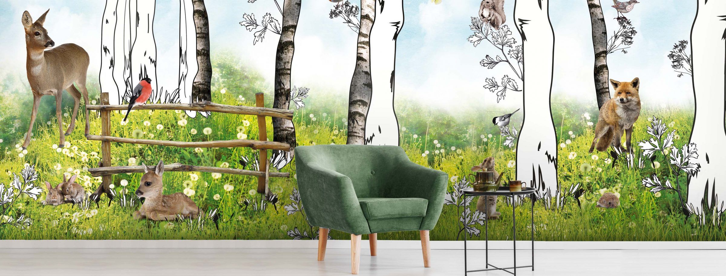 Behang Dieren in het bos - Stories on the Wall
