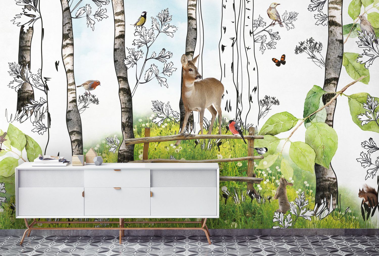 Behang Dieren in het bos - Stories on the Wall