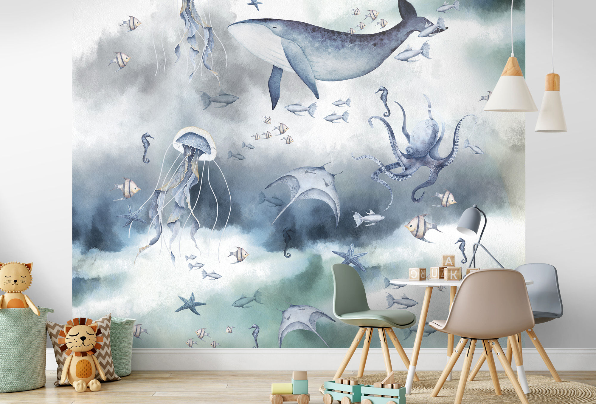 Behang Kai Ocean Blue Prachtig zee behang voor de kinderkamer - Stories ...