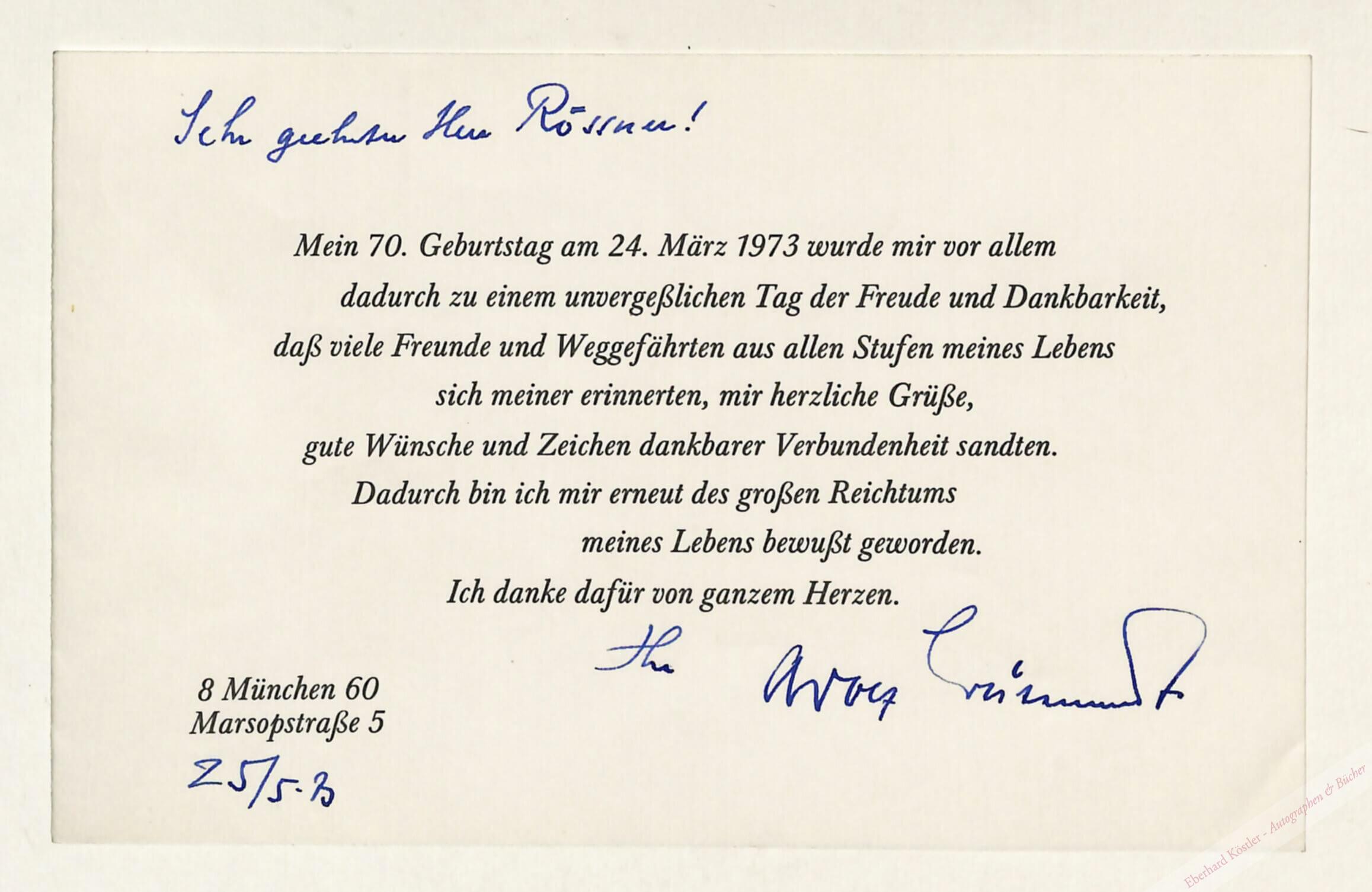 Butenandt, Adolf, Biochemiker und Nobelpreisträger (1903-1995).