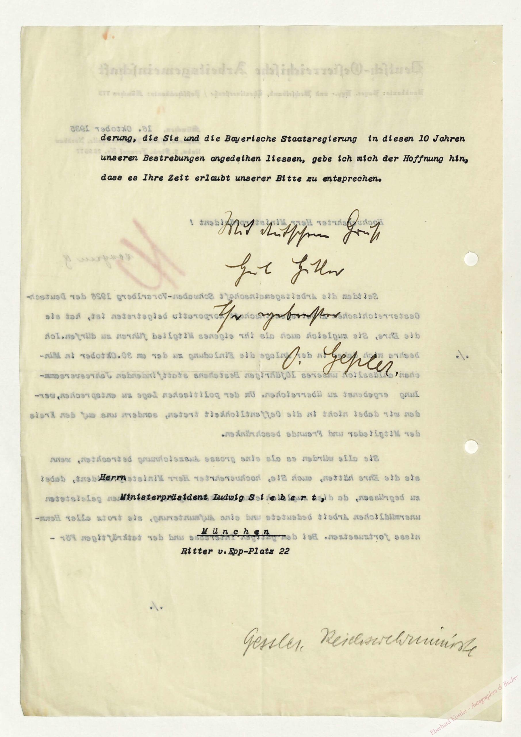 Geßler, Otto Karl, Reichswehrminister (1875-1955).