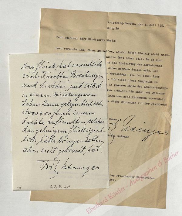 Usinger, Fritz, Schriftsteller (1895-1982).