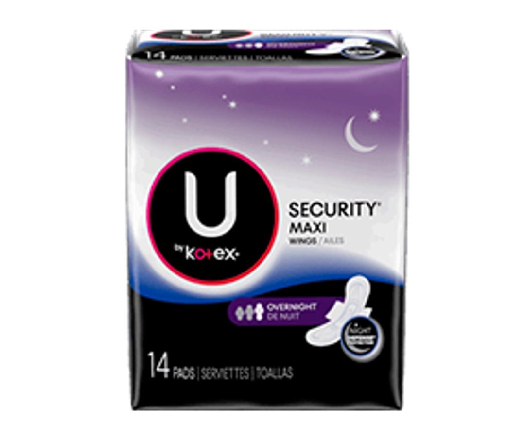 Kotex - Security Maxi Pads - Overnight with wings | Delivered to your door