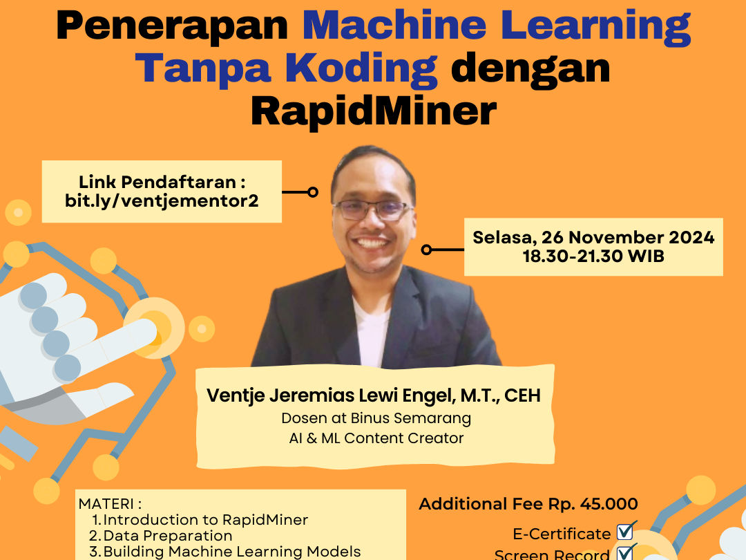Penerapan Machine Learning Tanpa Koding dengan RapidMiner - Ventje Engel's School