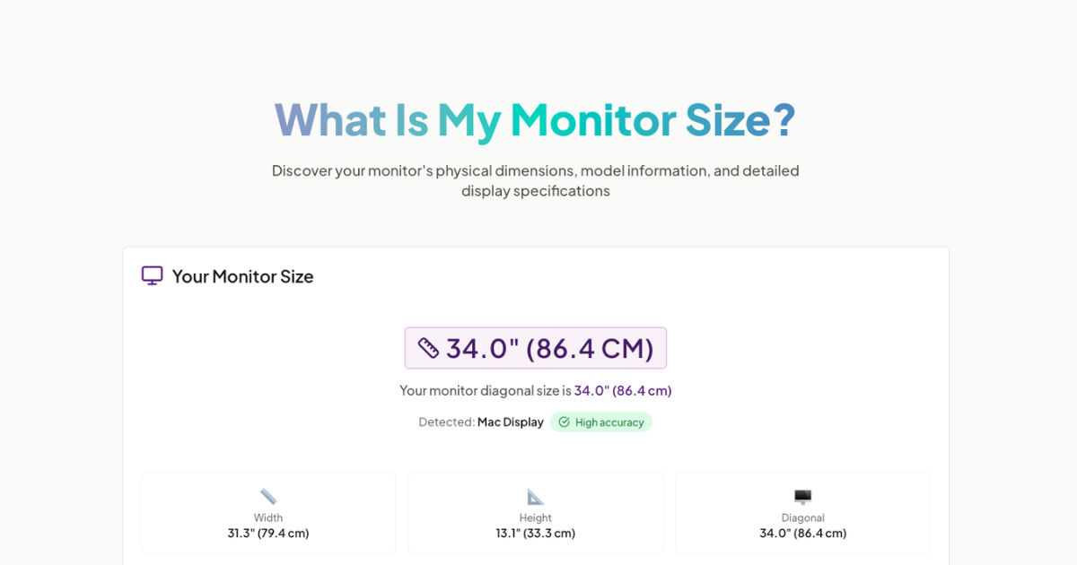 What Is My Monitor Size? Free Instant Screen Size Checker