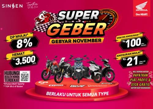 Super GEBER, Promo Gebyar November dari Honda Sinsen